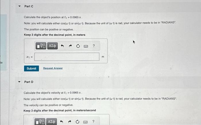 Solved Learning Goal: SHM - Find position velocity | Chegg.com