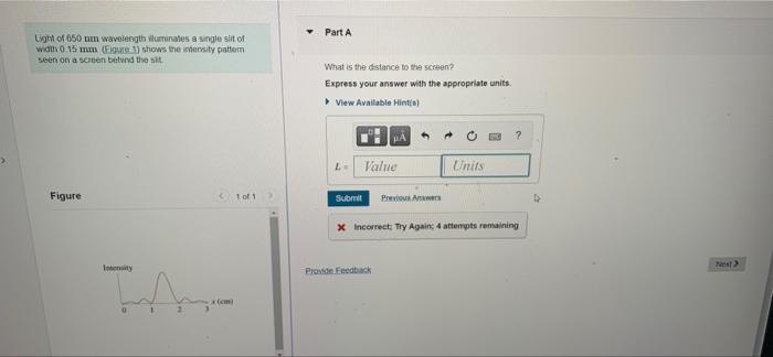 Solved Light of 650 nm wavelength illuminates a single slit | Chegg.com