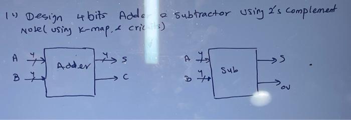 Solved (1) Design 4 bits Adde o subtractor using 2's | Chegg.com