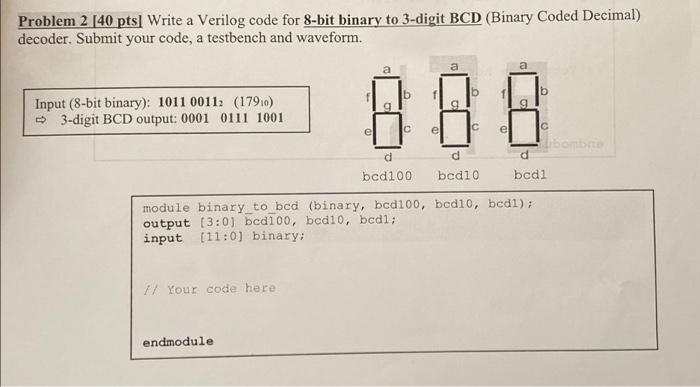 Solved Problem 2 40 Pts Write A Verilog Code For 8 Bit