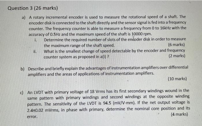 Solved a) A rotary incremental encoder is used to measure | Chegg.com