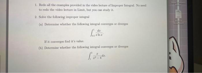 Solved 1. Redo all the examples provided in the video | Chegg.com