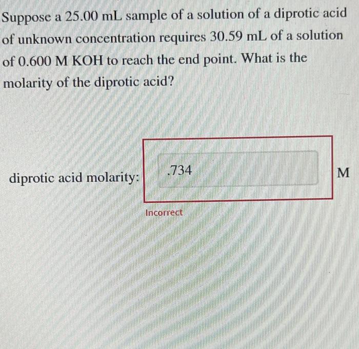 Solved Suppose a 25.00 mL sample of a solution of a diprotic | Chegg.com