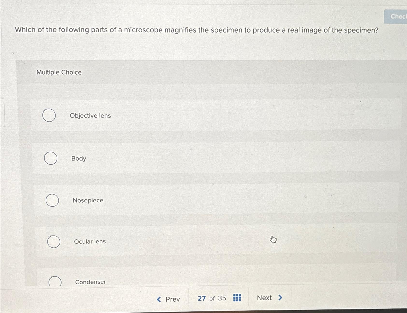 Solved Which of the following parts of a microscope | Chegg.com