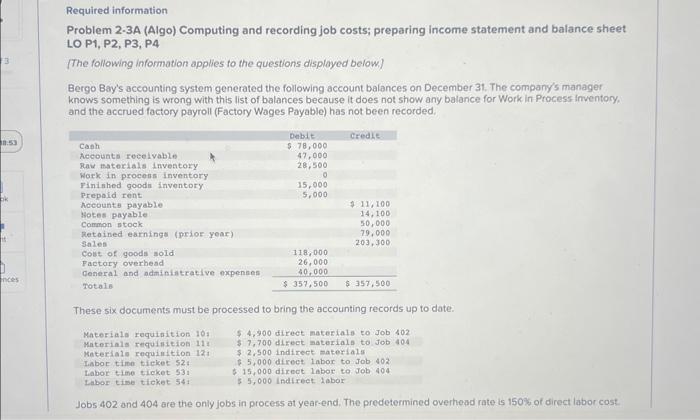 Solved Required information Problem 2-3A (Algo) Computing | Chegg.com