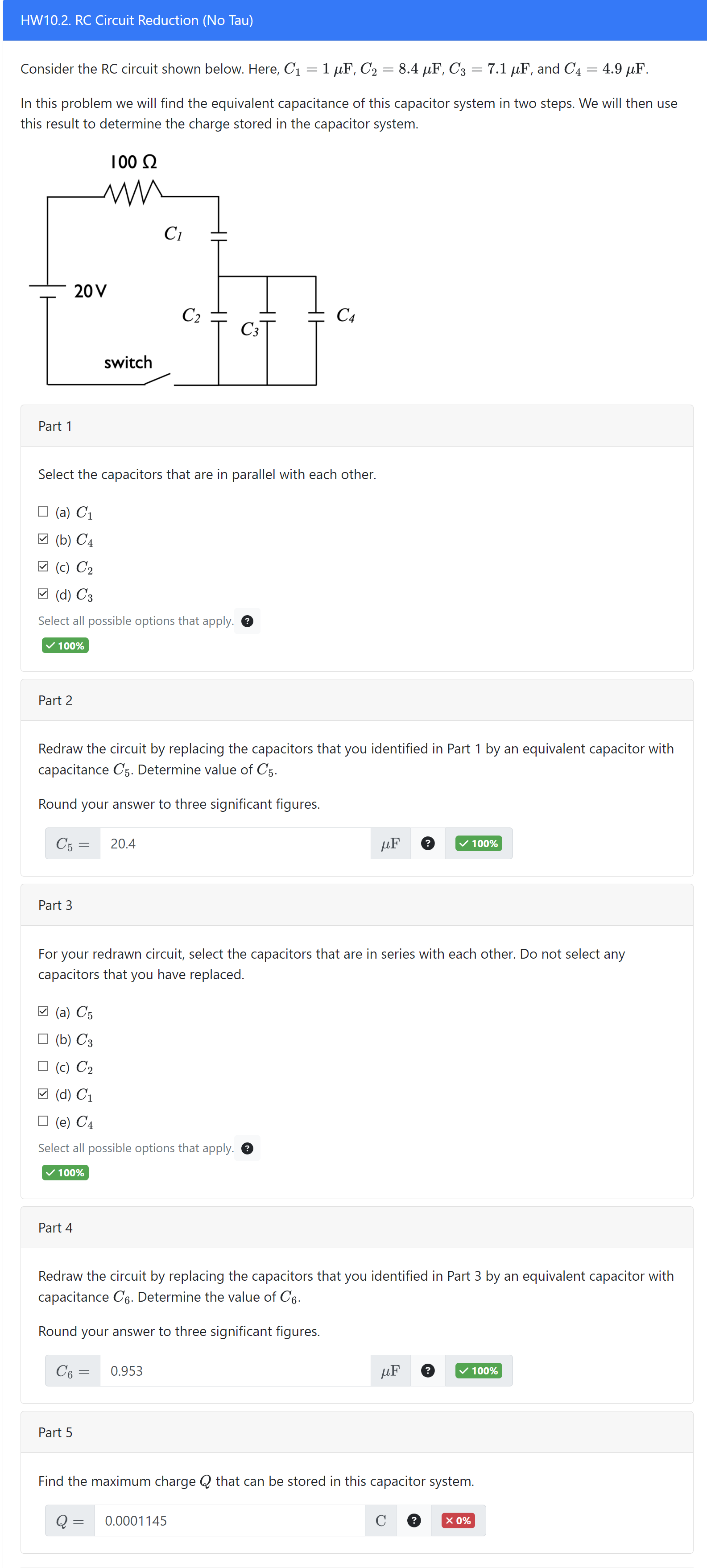 Solved HW10.2. ﻿RC Circuit Reduction (No Tau)Consider the RC | Chegg.com