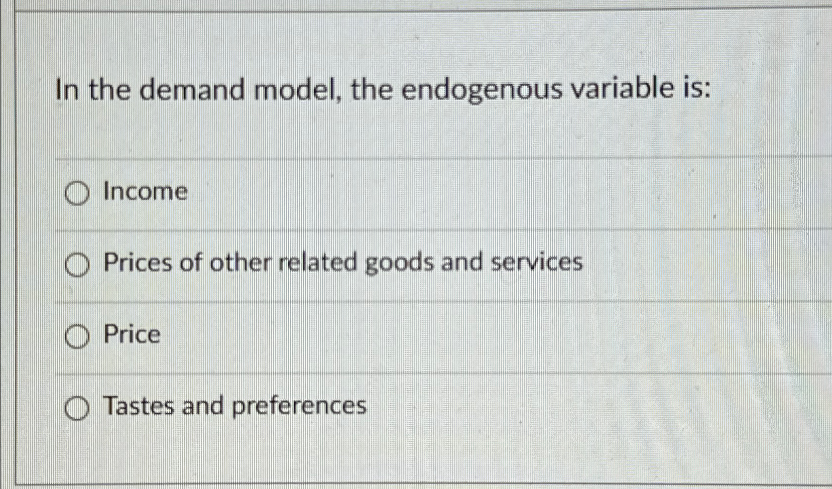 In the demand model, the endogenous variable | Chegg.com
