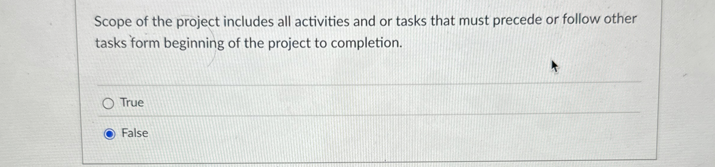 Solved Scope of the project includes all activities and or | Chegg.com