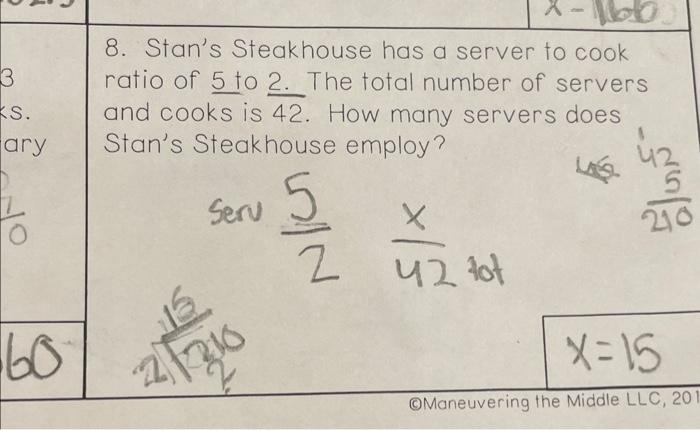 Solved 8. Stan's Steakhouse has a server to cook ratio of 5 | Chegg.com