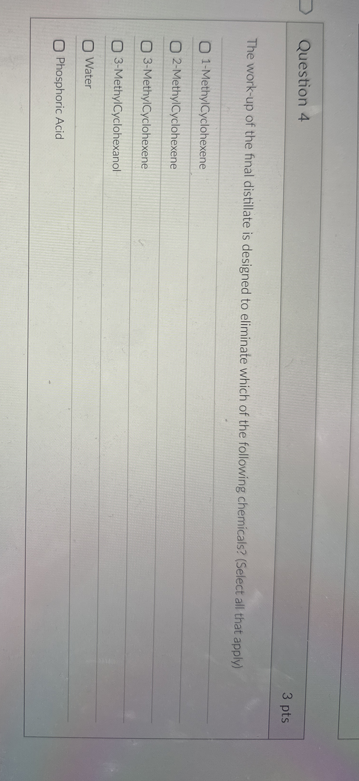High Quality SOLUTION Question 43 ﻿ptsThe work-up of the final distillate | Chegg.com