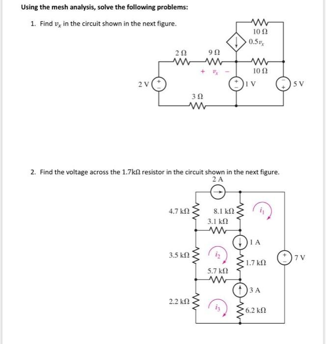 Solved Using the mesh analysis, solve the following | Chegg.com
