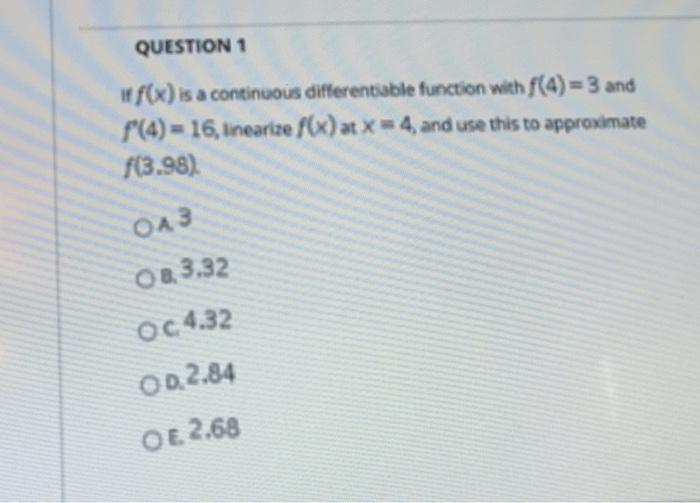 Solved QUESTION 1 f(x) is a continuous differentiable | Chegg.com