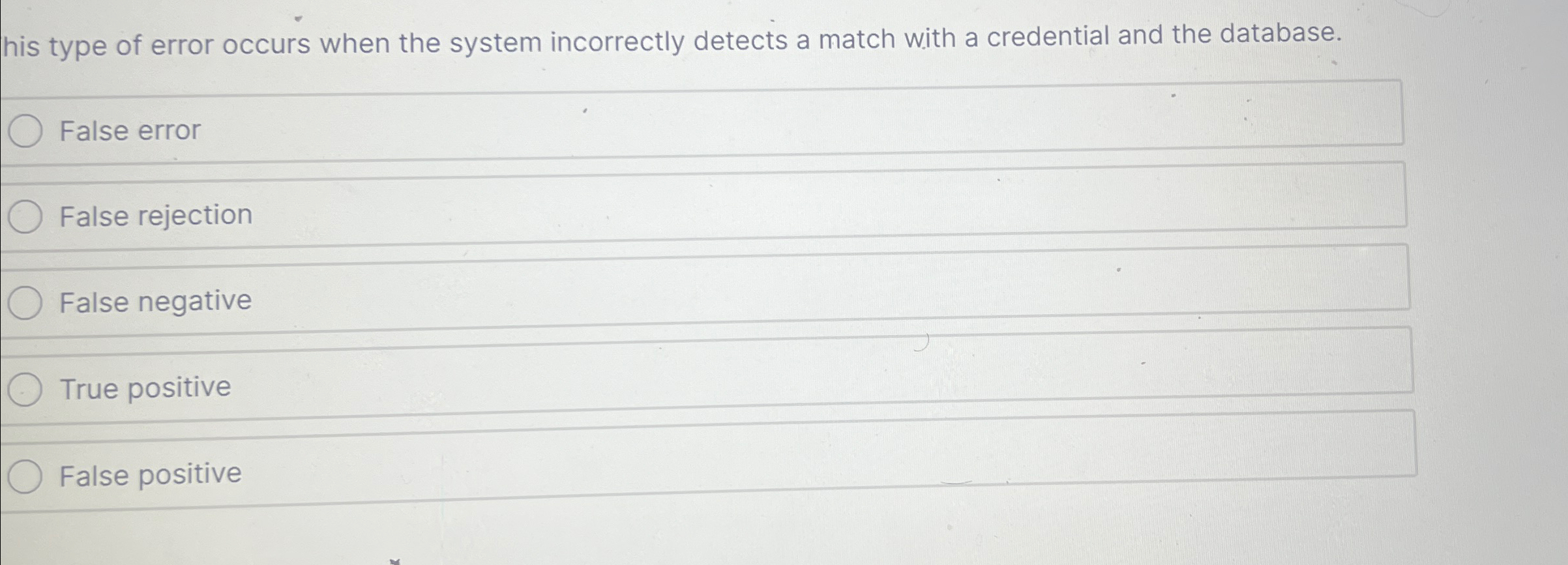 Solved this type of error occurs when the system incorrectly | Chegg.com