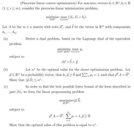 Solved (Piecewise linear convex optimization) For non-zero | Chegg.com