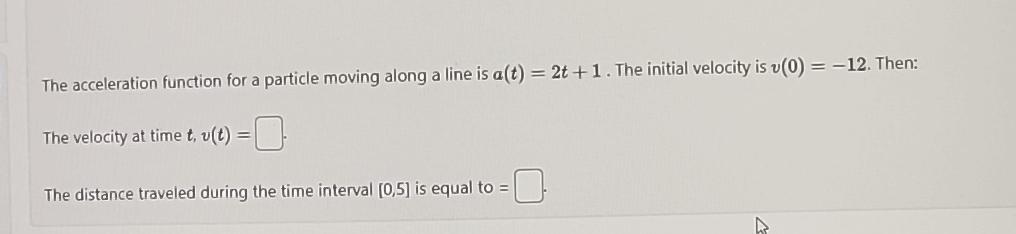 Solved The acceleration function for a particle moving along | Chegg.com