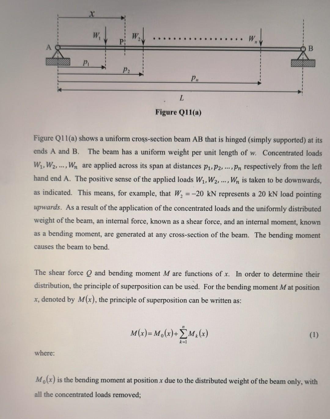 Solved Figure Q11 (a) shows a uniform cross-section beam AB | Chegg.com