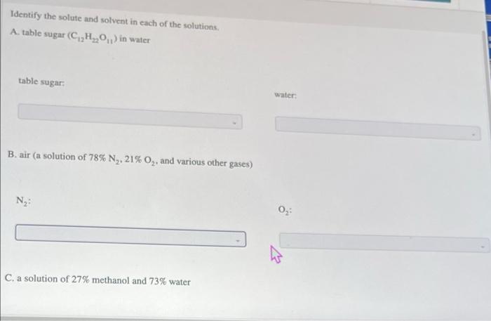 Solved Identify the solute and solvent in each of the | Chegg.com