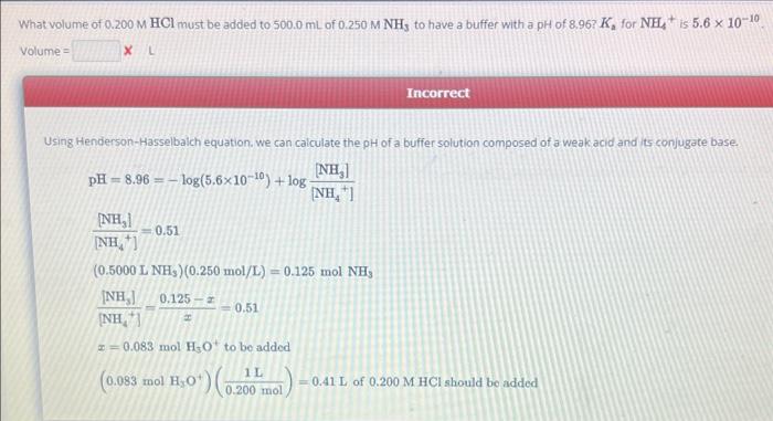 Solved What volume of 0.200MHCl must be added to 500.0 mL of | Chegg.com