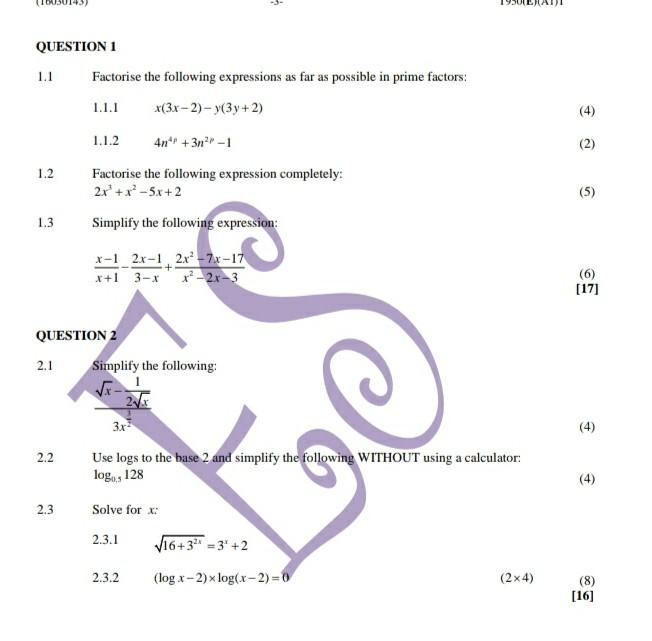 Solved QUESTION 1 Factorise the following expressions as far | Chegg.com