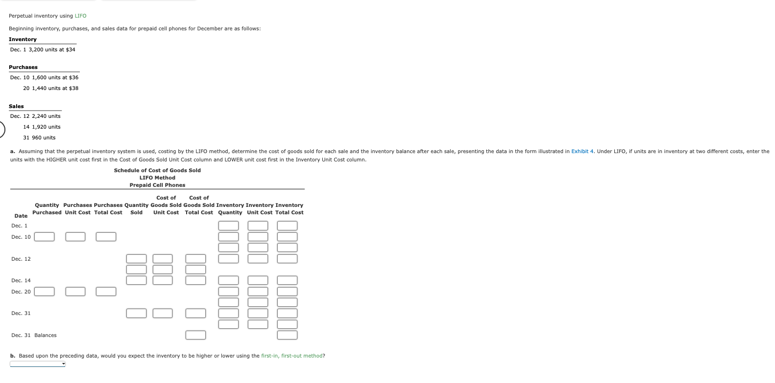 Solved Perpetual Inventory using LIFO | Chegg.com