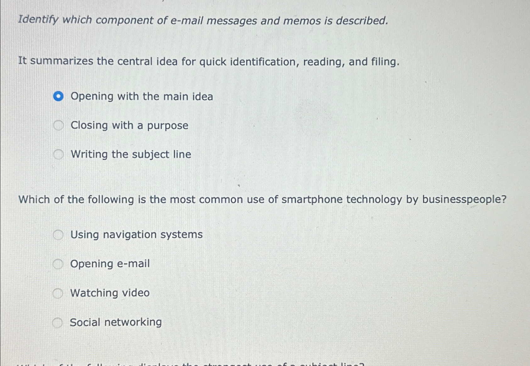 Solved Identify which component of e-mail messages and memos | Chegg.com