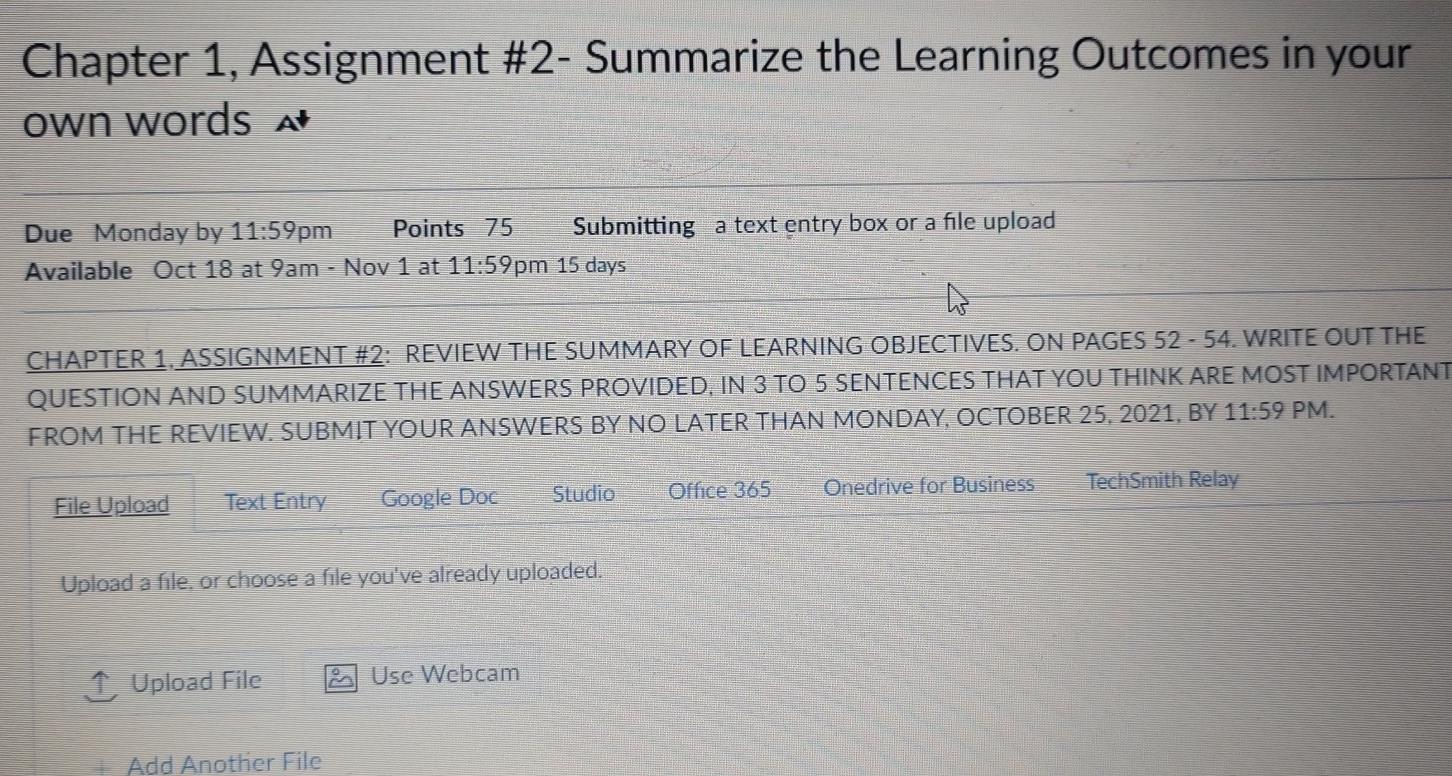 Solved Chapter 1 Assignment 2 Summarize The Learning 6238