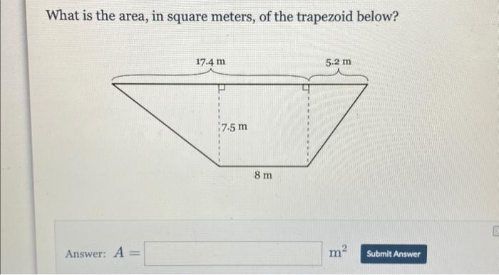 Solved What is the area, in square meters, of the trapezoid | Chegg.com
