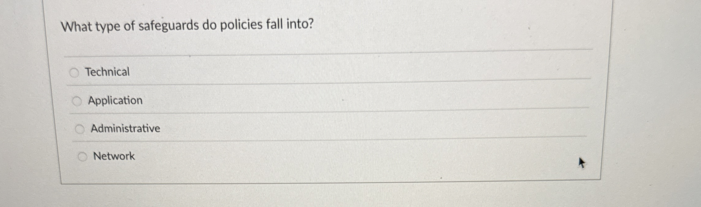 Solved What type of safeguards do policies fall | Chegg.com