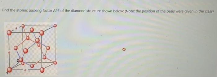 Solved Find the atomic packing factor APF of the diamond | Chegg.com