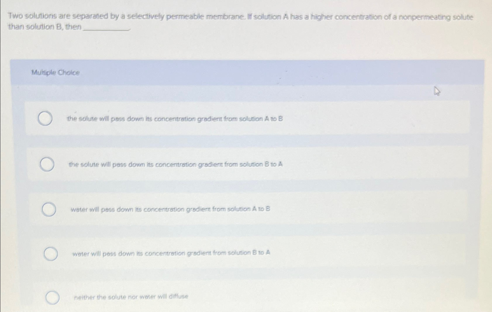 Solved Two solutions are separated by a selectively | Chegg.com
