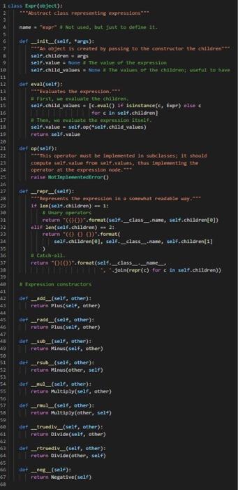 Solved class Expr(object): ***Abstract class representing | Chegg.com