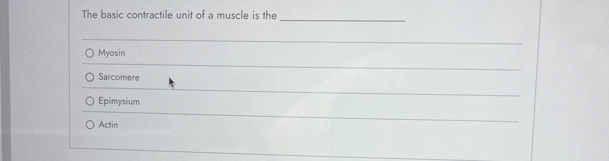 Solved The basic contractile unit of a muscle is | Chegg.com
