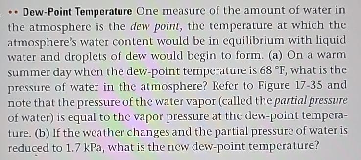 Solved -. ﻿Dew-Point Temperature One measure of the amount | Chegg.com
