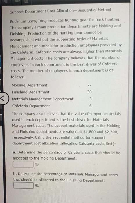 Solved Support Department Cost Allocation-Direct Method | Chegg.com