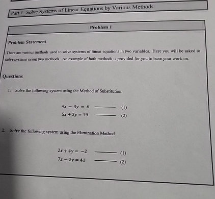 Solved Part 1: Solve Systems of Lincar Equations by Various | Chegg.com