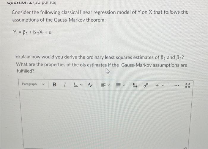 Solved Consider the following classical linear regression | Chegg.com Solved Consider the following classical linear regression | Chegg.com