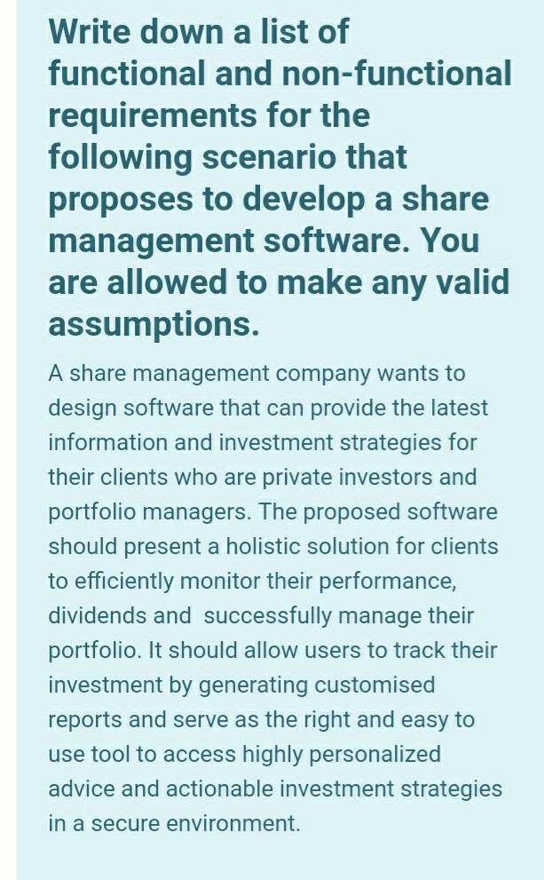 Solved Write down a list of functional and non-functional | Chegg.com