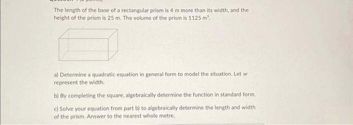 Solved The length of the base of a rectangular prism is 4 m | Chegg.com