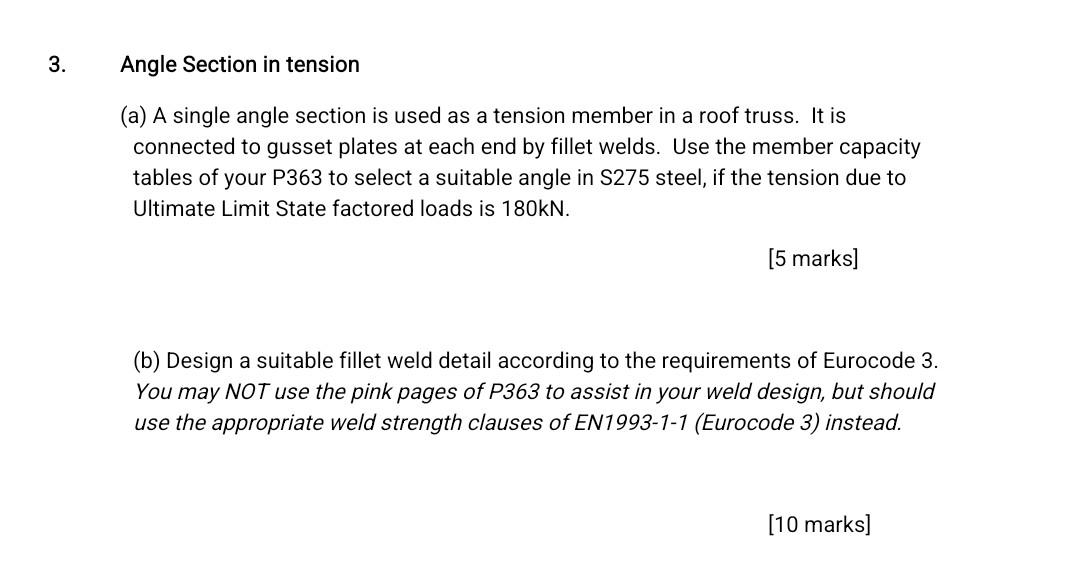 Solved Angle Section in tension (a) A single angle section | Chegg.com