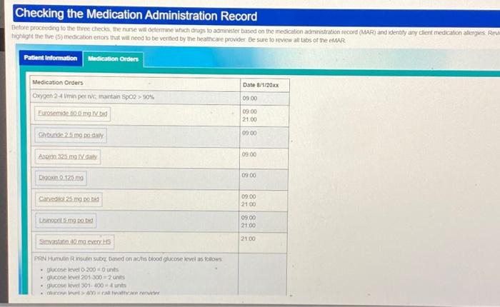 Solved Checking the Medication Administration Record Before | Chegg.com