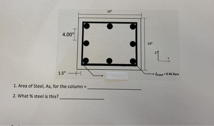 Solved 14" 4.00" 14" 1.5" At8 6 Bars 1. Area of Steel, As, | Chegg.com