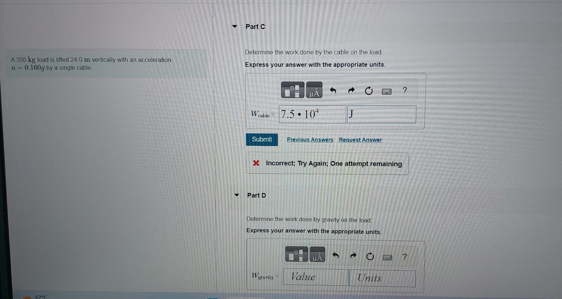Solved Determine the work done by the cable on the load. A | Chegg.com