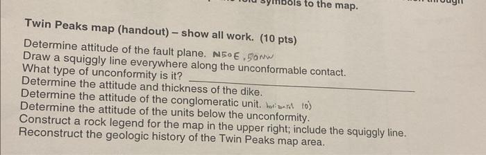Solved Twin Peaks map (handout) - show all work. (10 pts) | Chegg.com