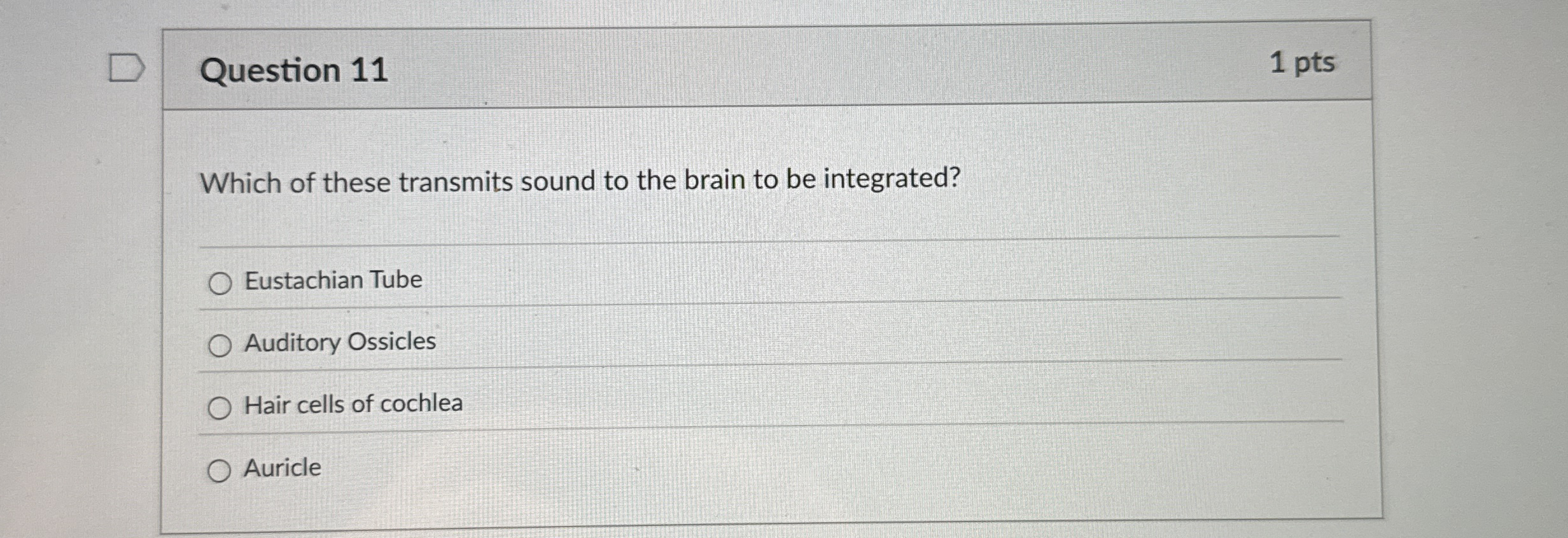 Solved Question 111 ﻿ptsWhich of these transmits sound to | Chegg.com