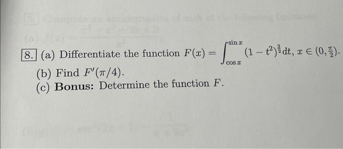 Solved 8. (a) Differentiate the function | Chegg.com
