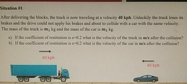 Solved Situation #1 After delivering the blocks, the truck | Chegg.com