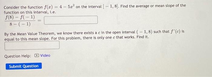 Solved Consider the function f(x)=4−5x2 on the interval | Chegg.com