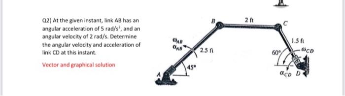 Solved Q2) At the given instant, link AB has an angular | Chegg.com
