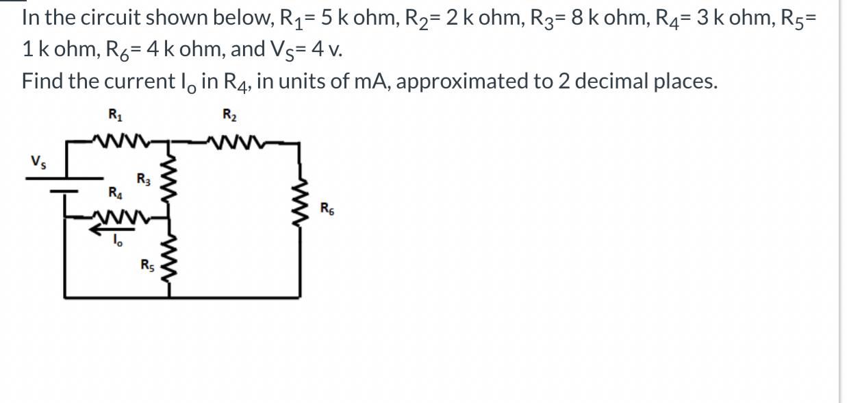 Solved In the circuit shown below, R1=5k ﻿ohm, R2=2k ﻿ohm, | Chegg.com
