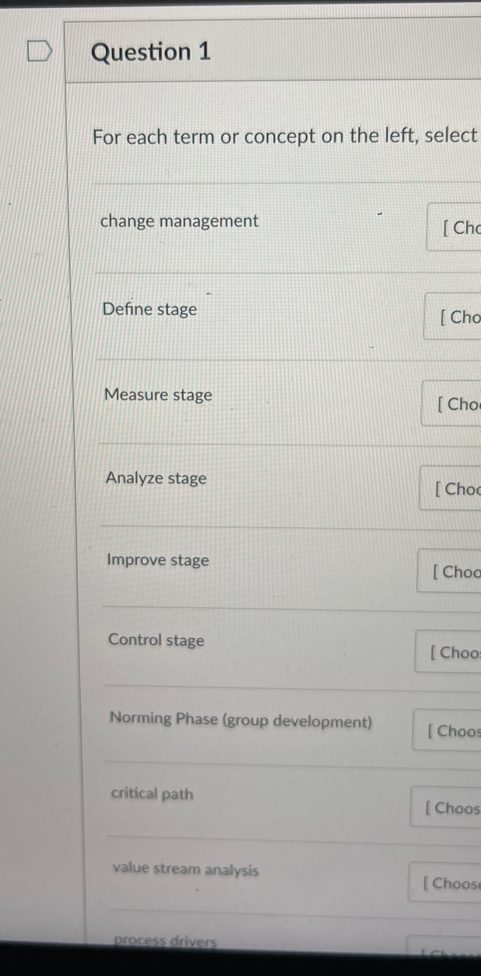 Solved Question 1For each term or concept on the left, | Chegg.com